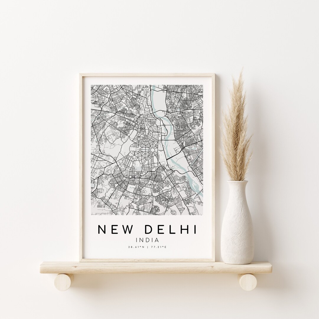NEW DELHI India City Map, Minimalist Map, Map Print, City Map Poster ...
