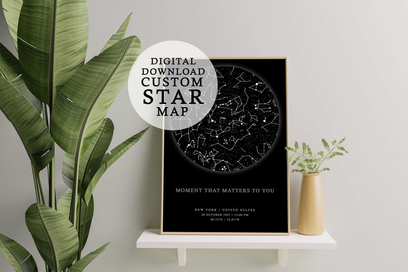 Digital Download Custom Star Map by Date Printable Constellation, Chart ...