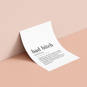 Bad Bitch Definition Print, Wall Art Prints, Printable Art, Instant ...