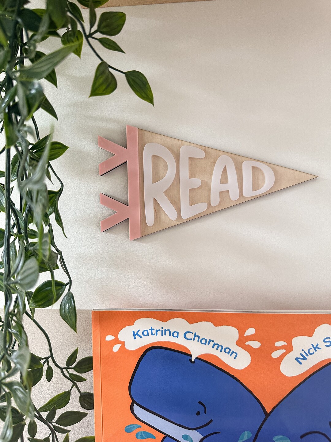 Read Pennant Flag Wooden Acrylic Wall Sign Nursery Playroom Decor Wall ...