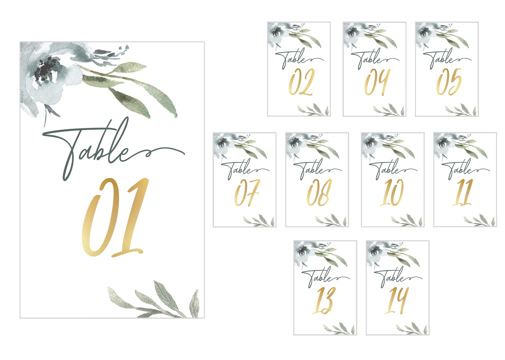 Floral Table Numbers Printable Template - Etsy