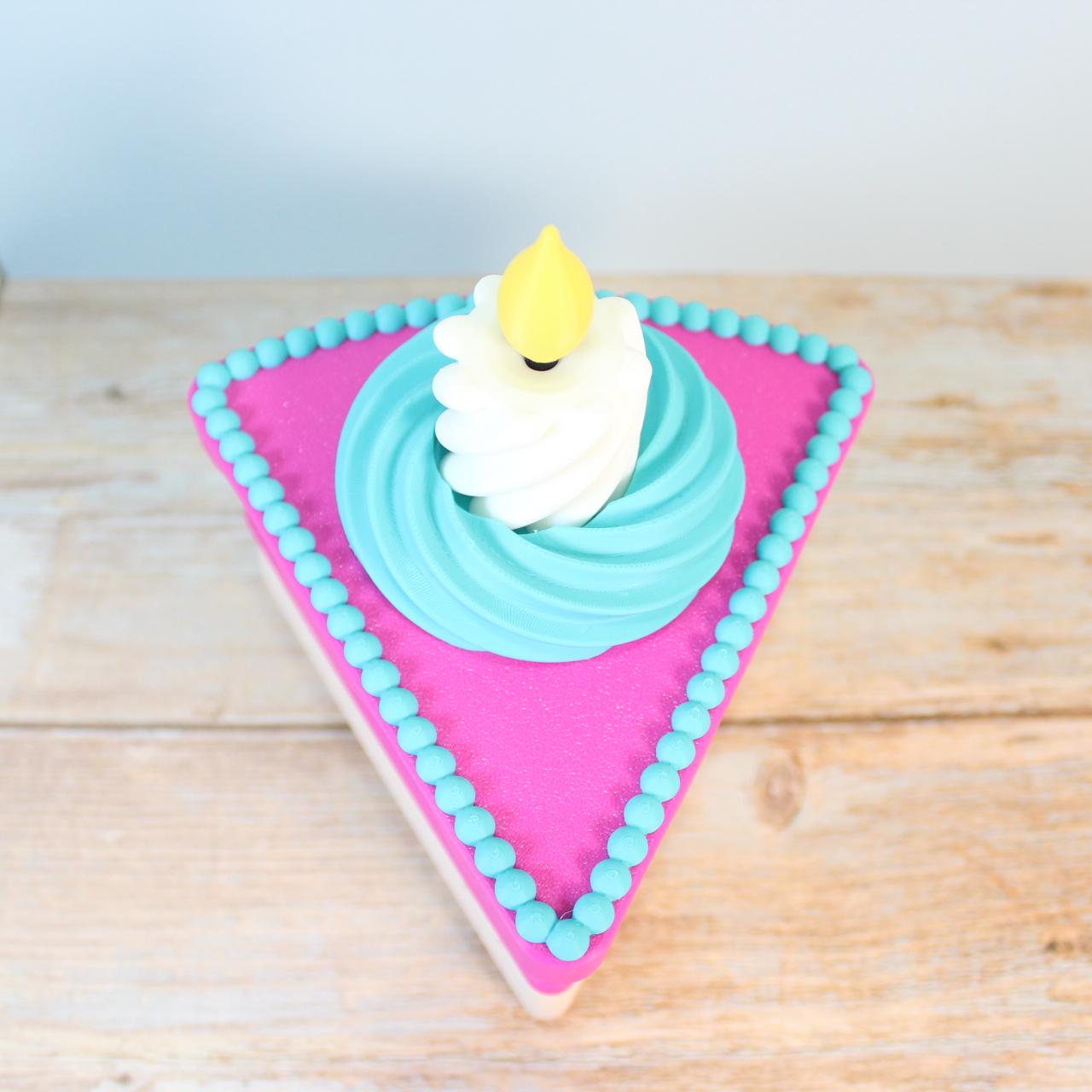 Cute Birthday Cake Slice Gift Storage Box - 3D Printed Cake Slice ...