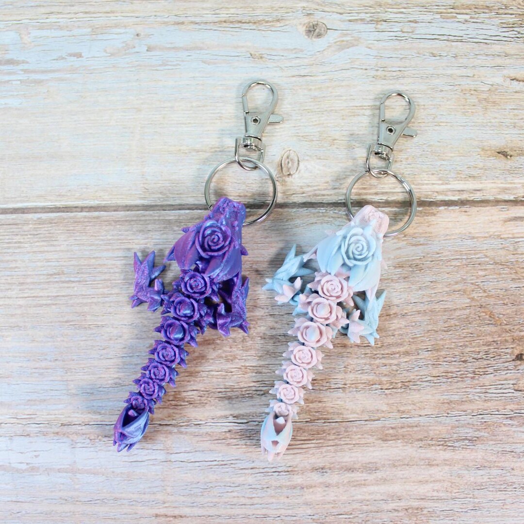 Flexi Articulated Baby Rose Dragon Tadling Keychain - 3D Printed ...
