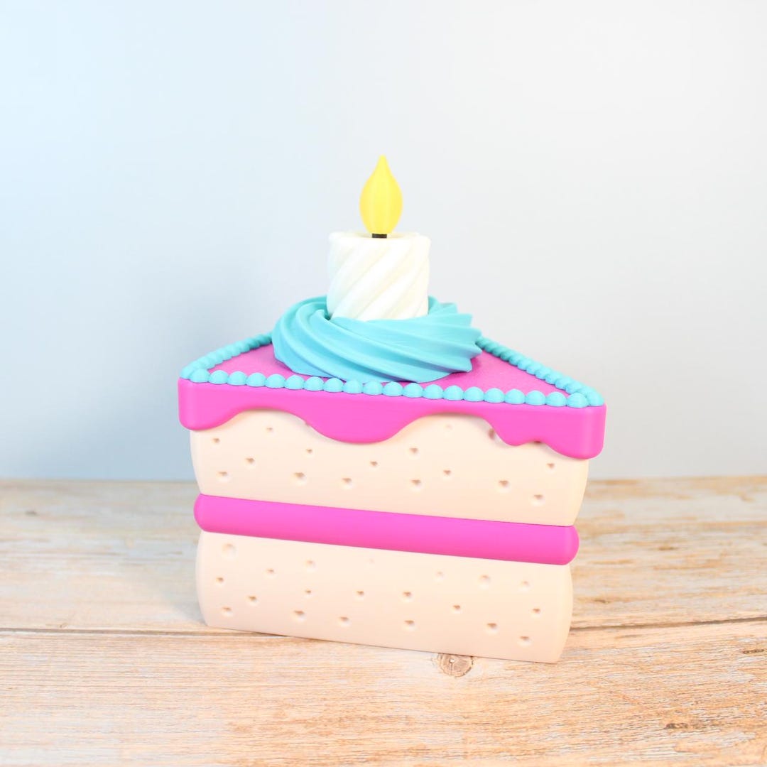 Cute Birthday Cake Slice Gift Storage Box - 3D Printed Cake Slice ...