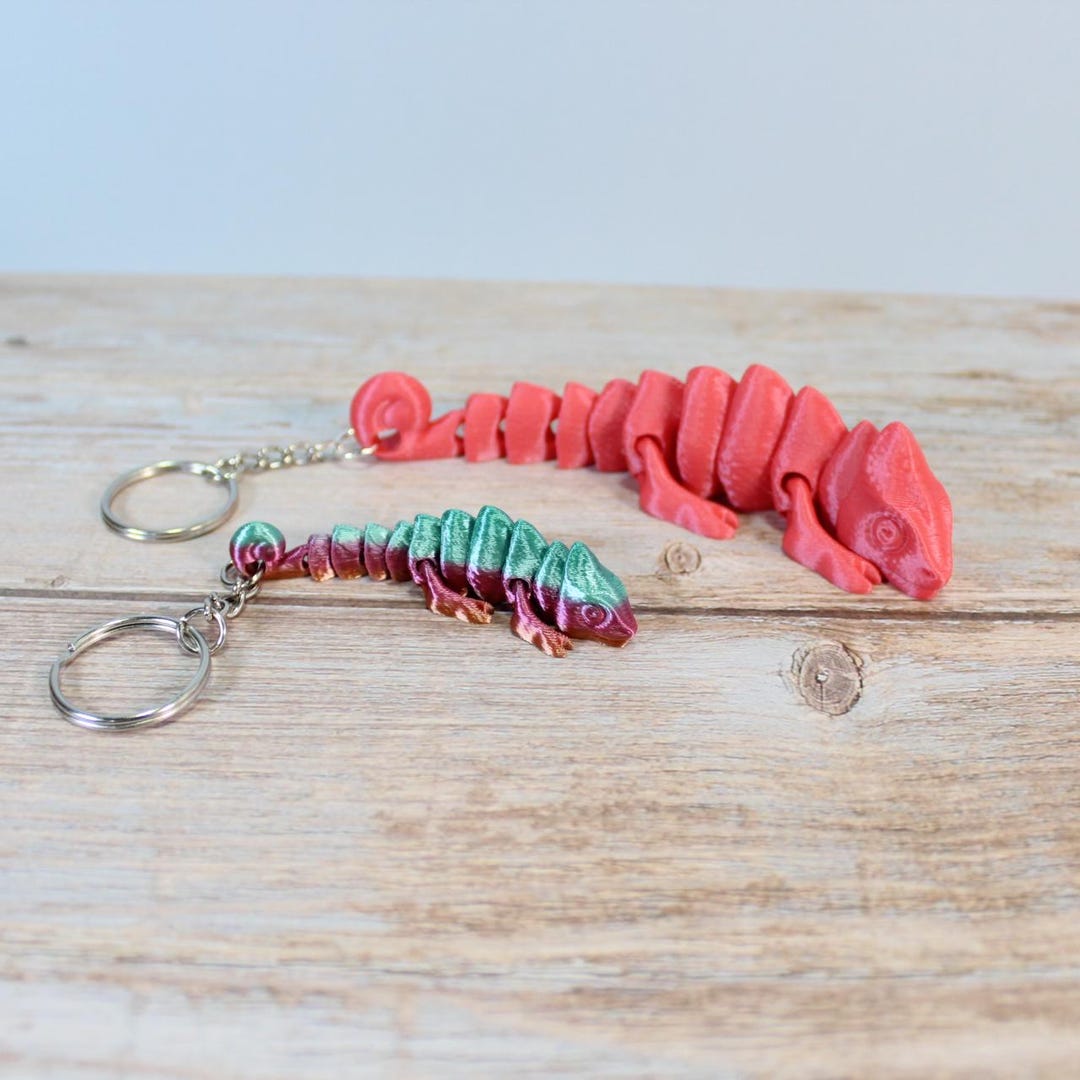 Articulated Flexi Chameleon Keychain - 3D Printed Flexible Fidget Toy ...