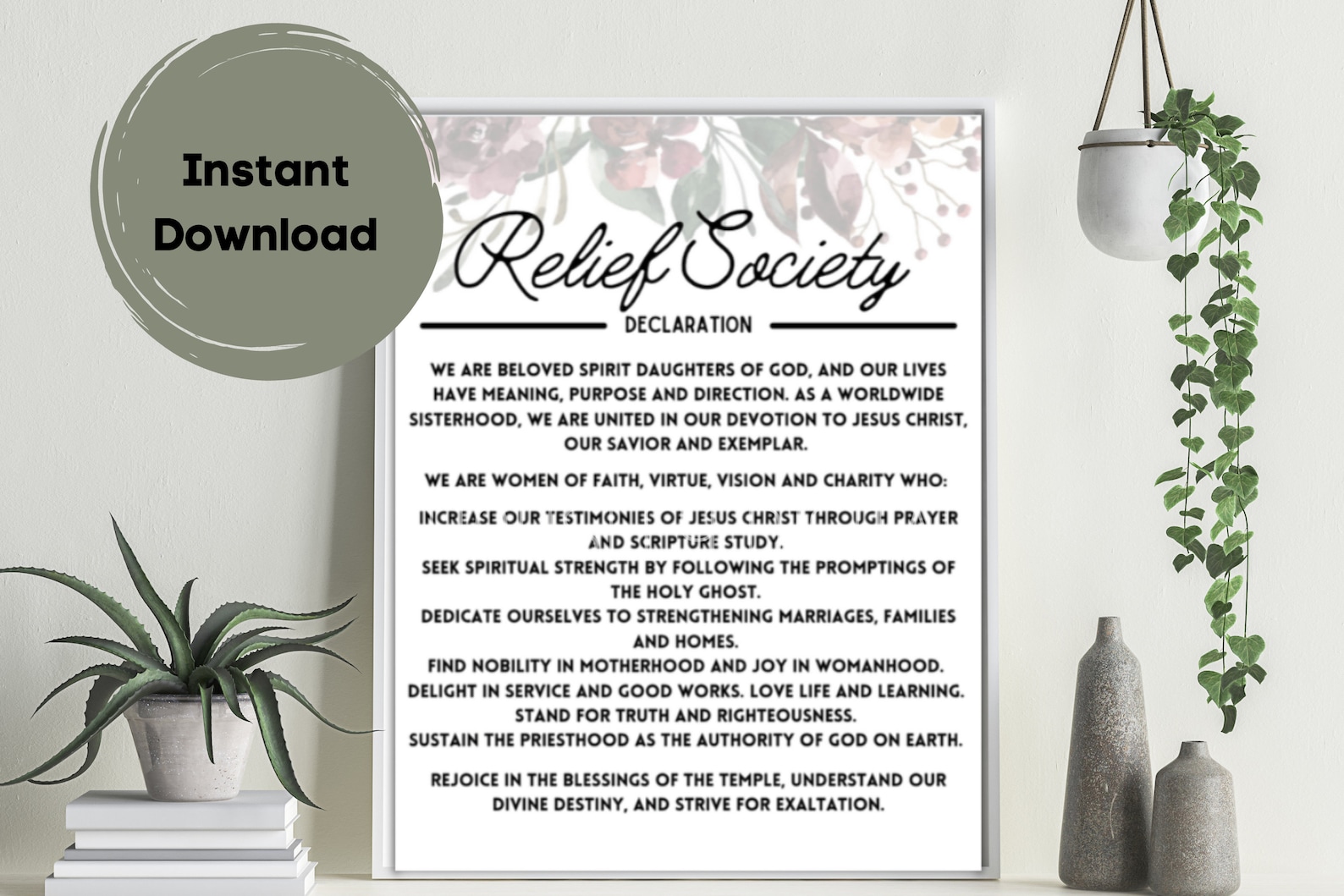 Relief Society Declaration Printable - LDS Digital Download - Etsy