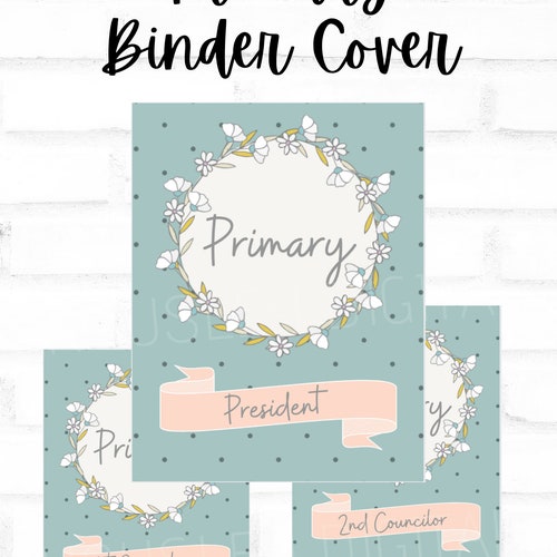 Primary LDS Printable Blue Floral Binder Cover - Etsy