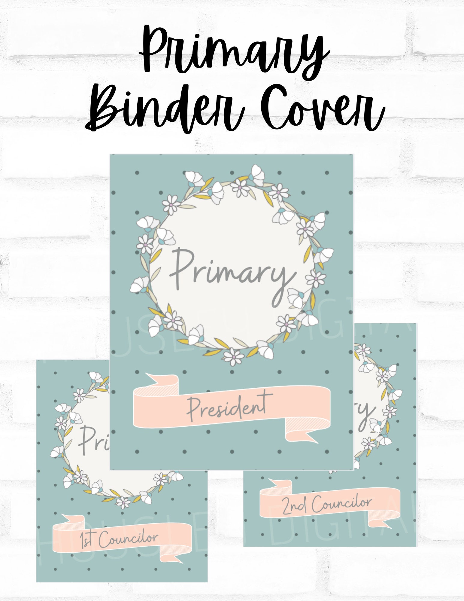 Primary LDS Printable Blue Floral Binder Cover - Etsy