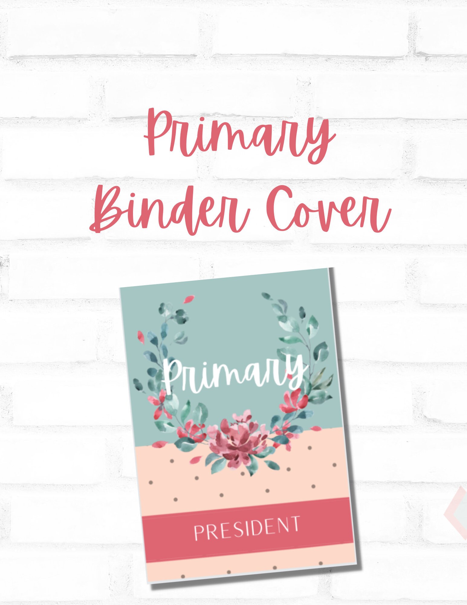 PRINTABLE LDS Binder Cover Primary Floral - Etsy