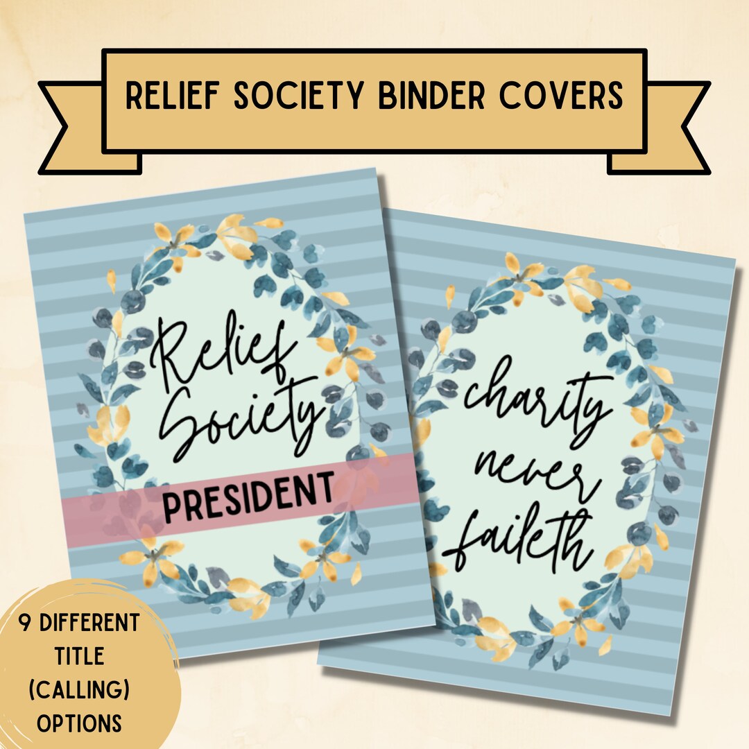 Relief Society Binder Cover - LDS Relief Society Printable - Etsy