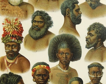 1895 Antique Lithograph of AFRICAN PEOPLE. African Tribes. People From ...