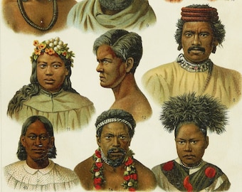 1895 Antique Lithograph of AFRICAN PEOPLE. African Tribes. People From ...