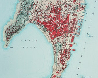 Antique Map of Mumbai - Etsy