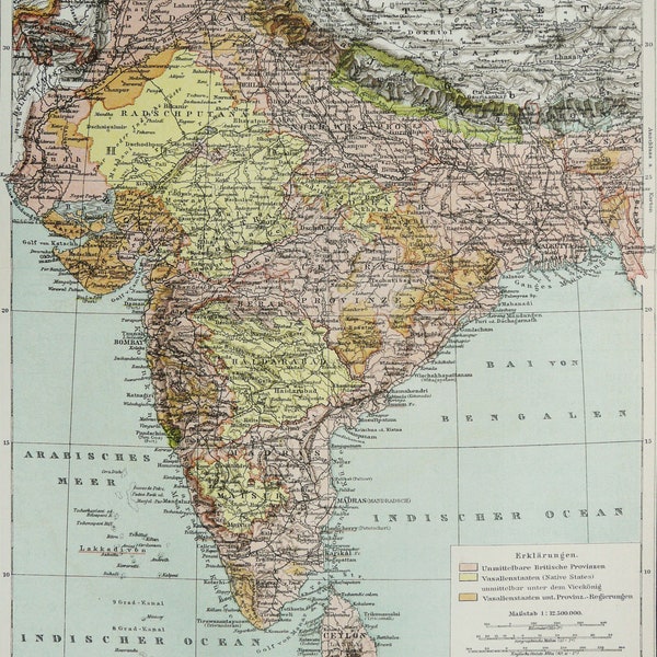 Antique Maps of India - Etsy