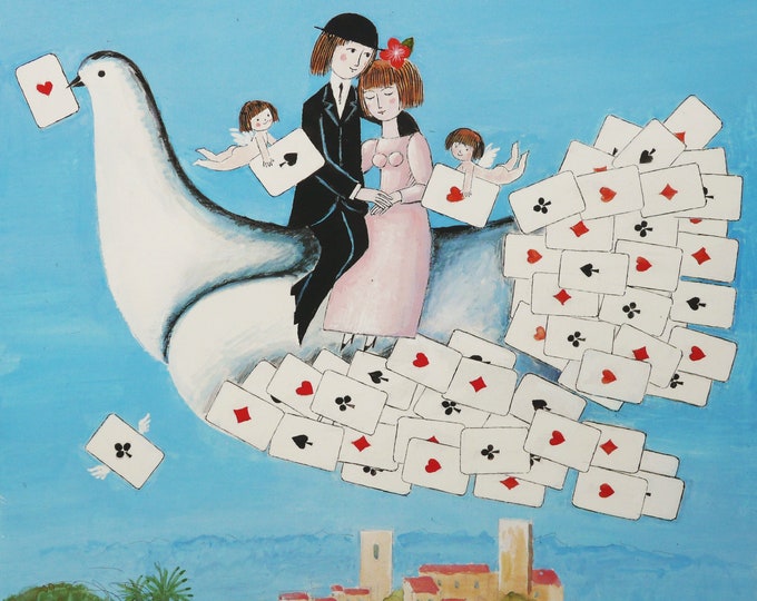 RAYMOND PEYNET, Original Exhibition Poster, Antibes, France, 1976. Peynet Lovers. Les Amoureux ...