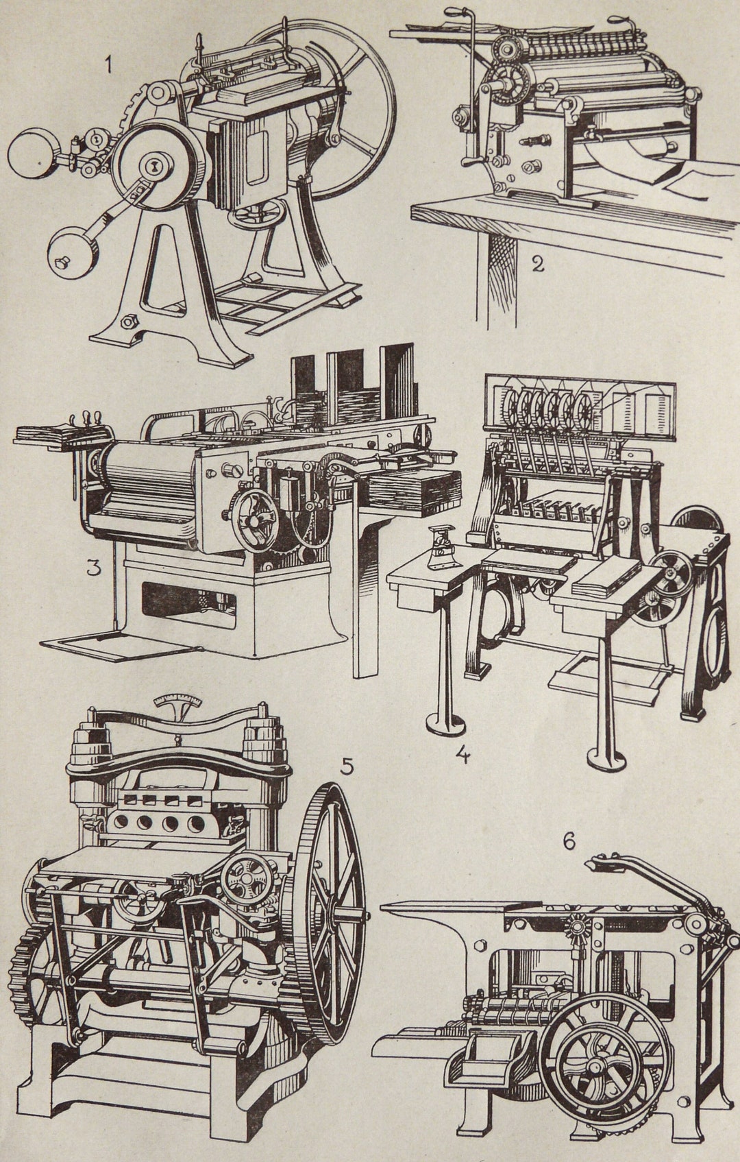 1900 Antique Print of BOOK PRINTING and BINDING, Appareils and Tools ...
