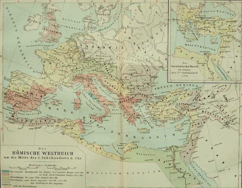 1897 Antique Map of ROMAN EMPIRE. Ancient Rome. 126 Years Old Chart - Etsy