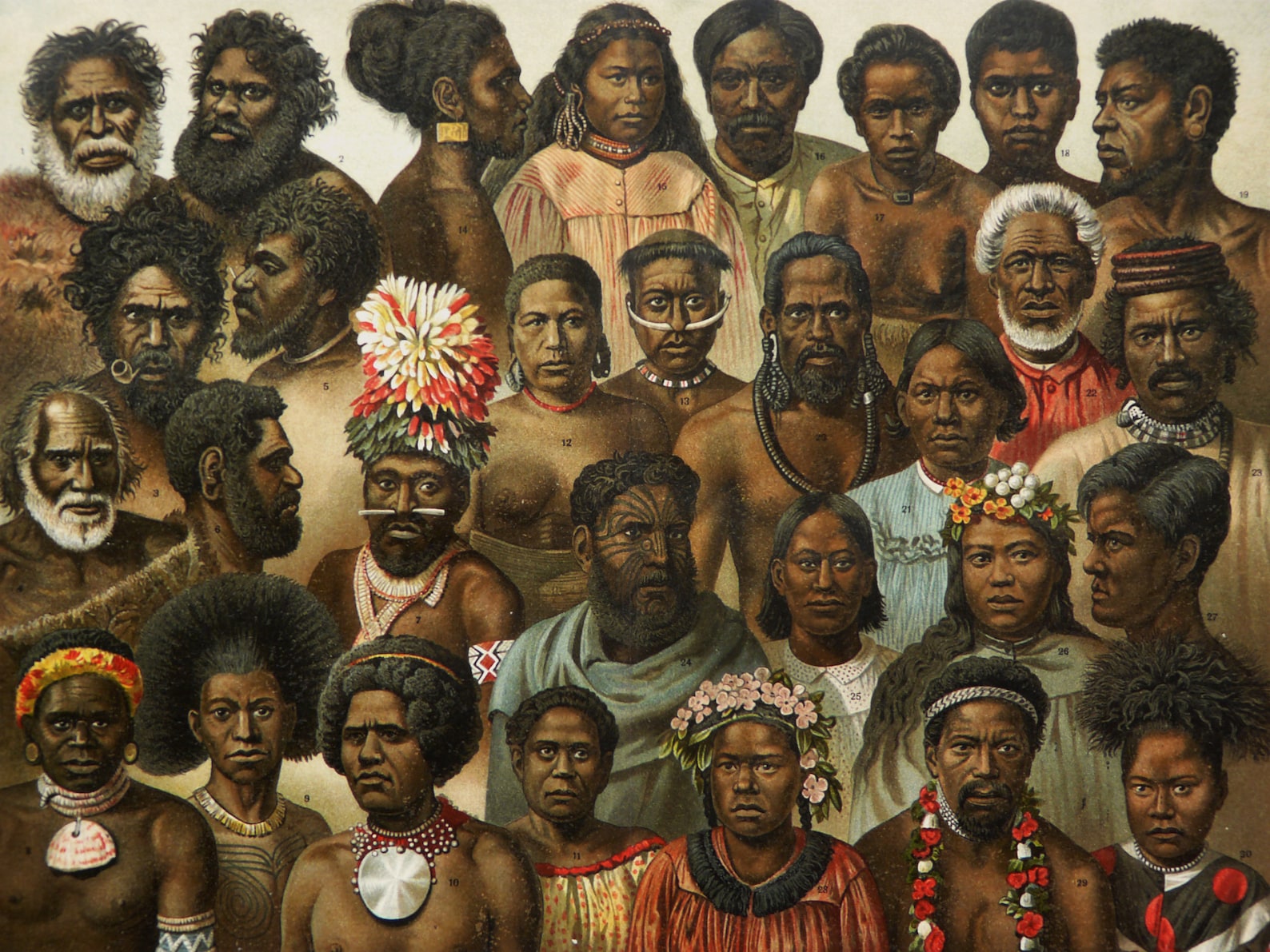1897 Antique Lithograph of PEOPLE From OCEANIA. Oceanian - Etsy