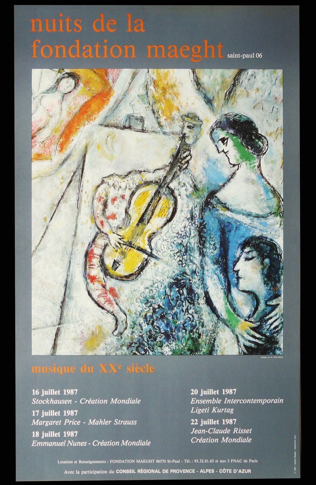 MARC CHAGALL, Exhibition Poster for Fondation Maeght, Provence, France ...
