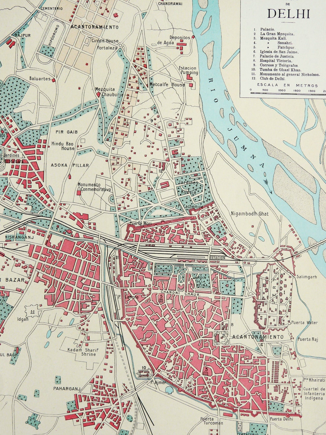 1900 Antique City Map of DELHI INDIA. 123 Years Old Chart - Etsy