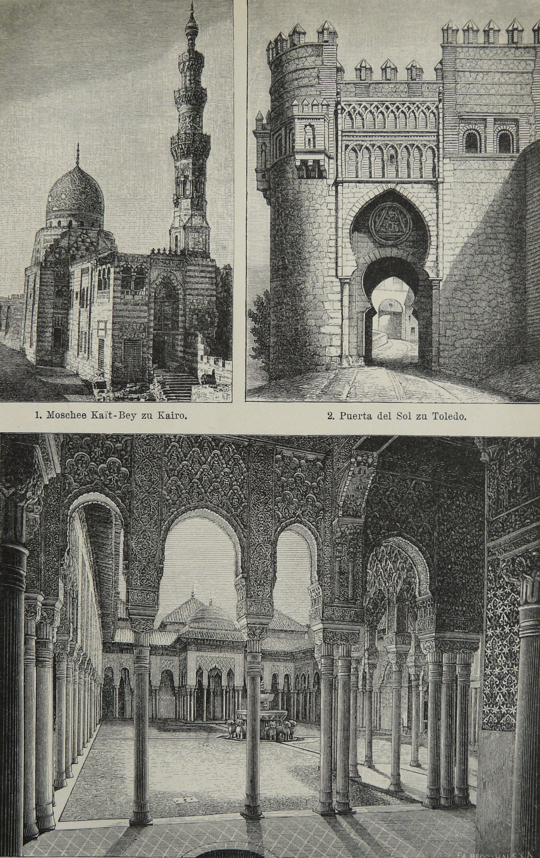 1895 Antique Print of ISLAMIC ARCHITECTURE. Mosques. Islamic Art. Al ...
