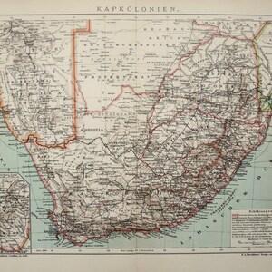 1895 Antique Map of SOUTHERN AFRICA, South Africa, Bostwana, Namibia ...