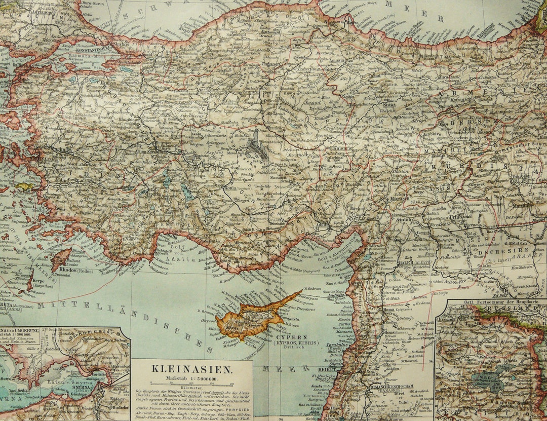 1897 Antique Map of TURKEY. OTTOMAN EMPIRE. Turkish Empire. - Etsy Canada