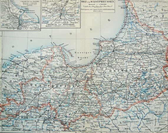 1897 Antique Map of PRUSSIA. GERMAN EMPIRE. Germany. 125 Years - Etsy