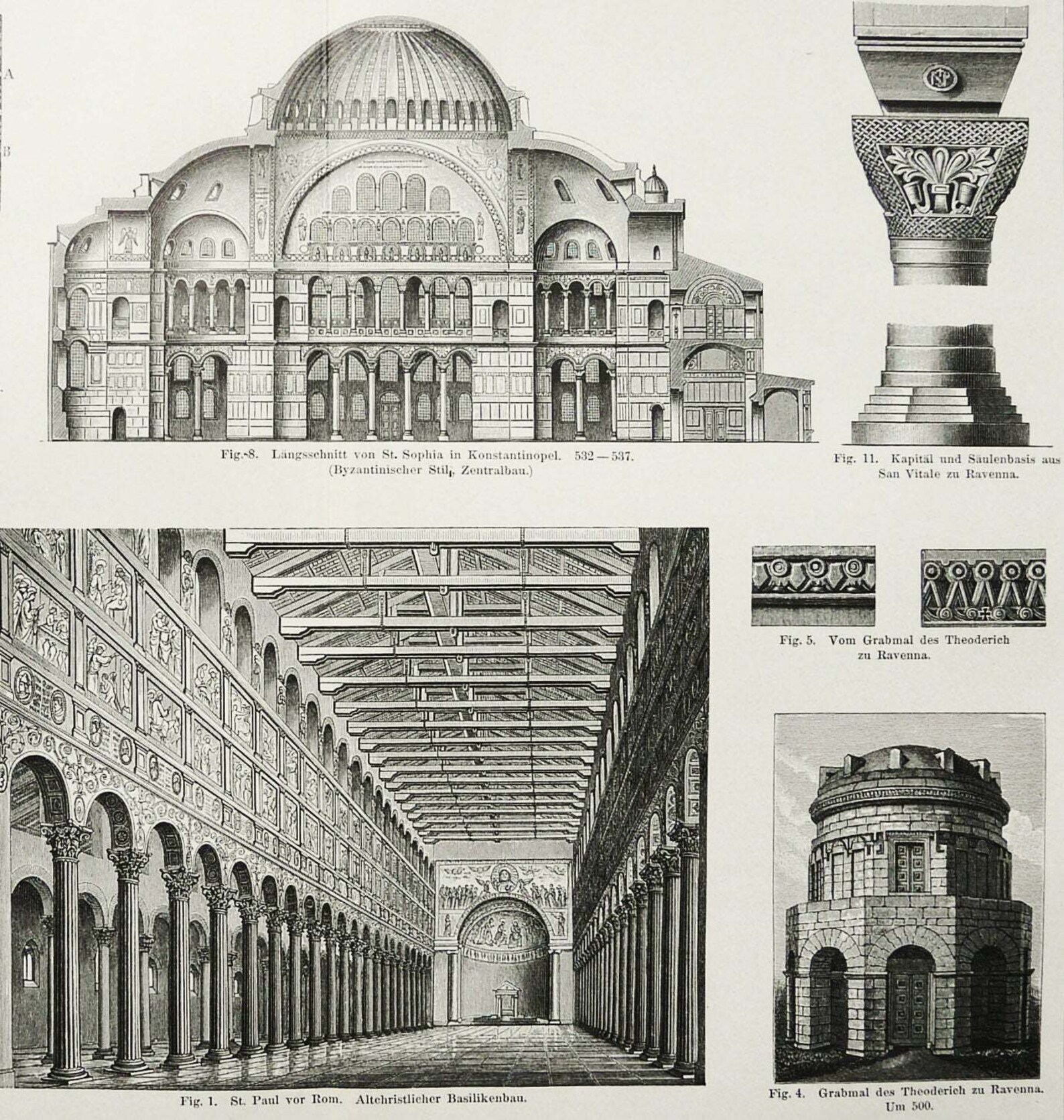 1897 Antique Print of ANCIENT BYZANTINE ARCHITECTURE. Byzantium ...
