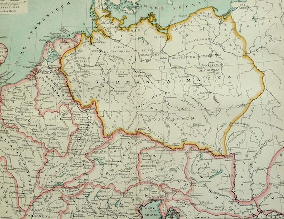 1895 Antique Map of GERMANIA GALLIA. Roman Empire. Ancient | Etsy