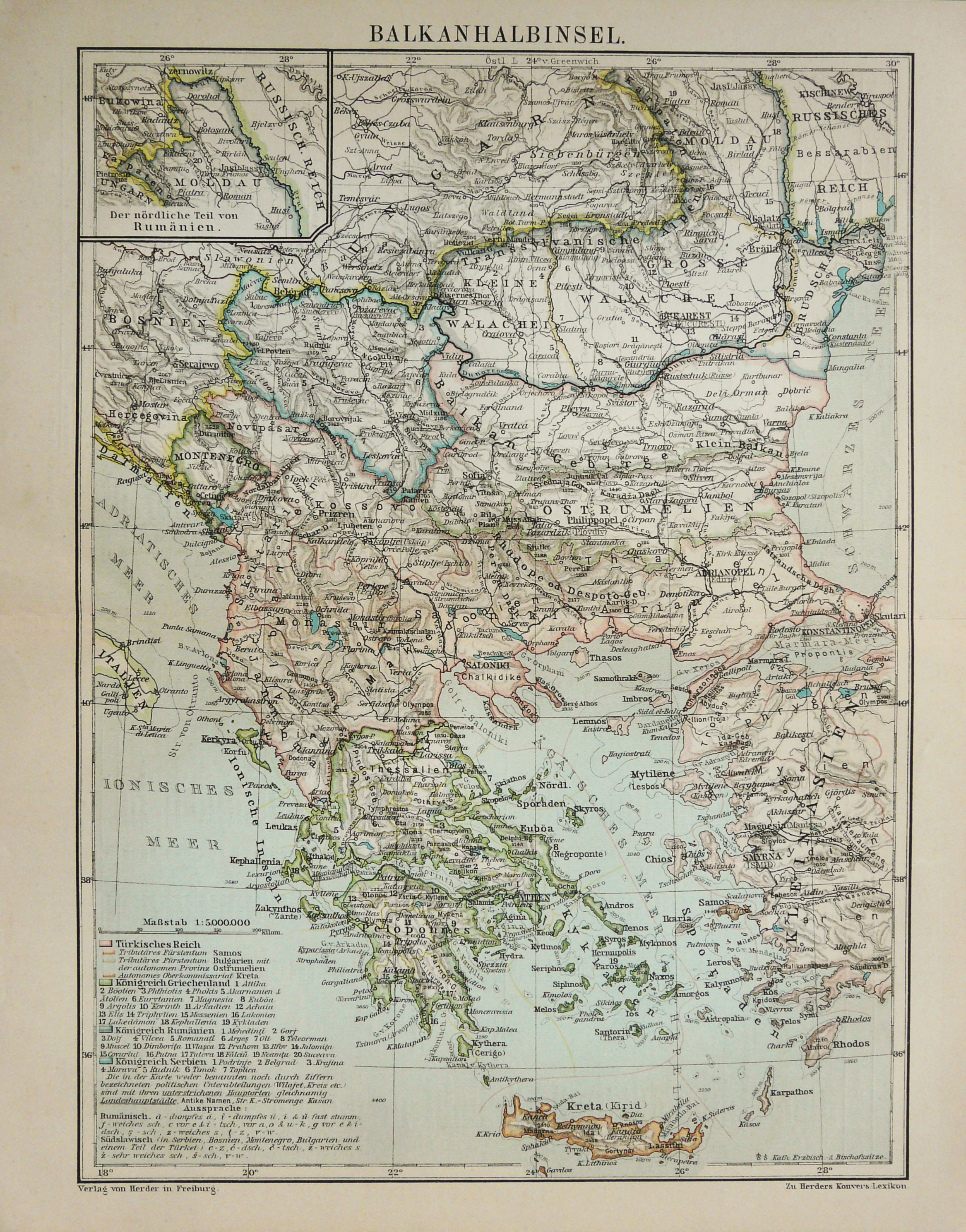 1900 Antique Map of BALKANS. BALKAN PENINSULA. Romania. | Etsy