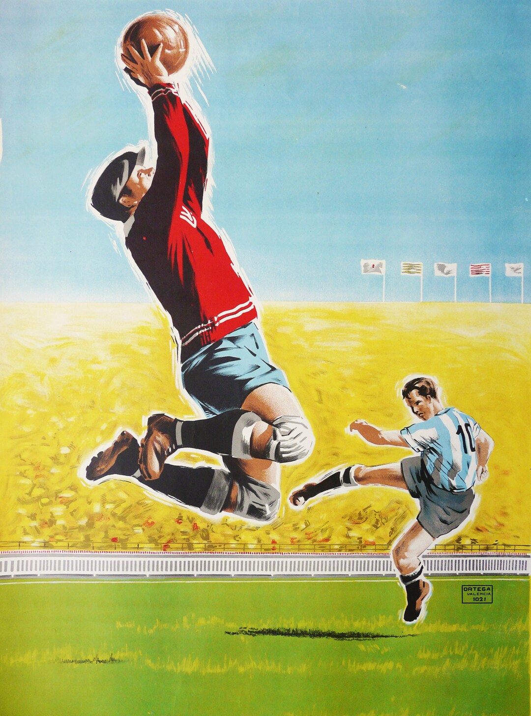 1940s ANTIQUE SOCCER POSTER. Original Football Poster. Vintage Sports ...