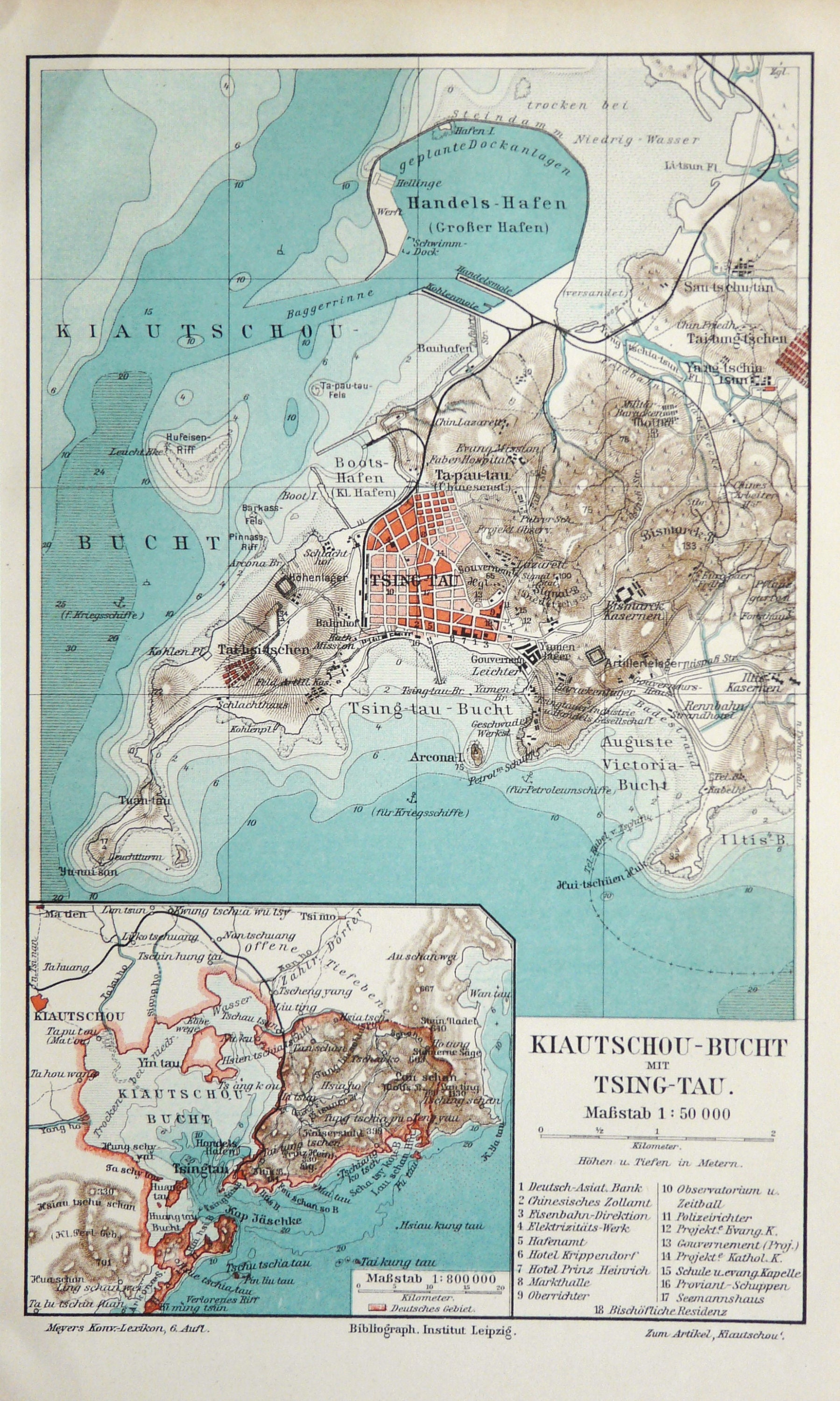 1897 Antique Map of the GERMAN COLONY of TSINGTAO. Qingdao. China ...