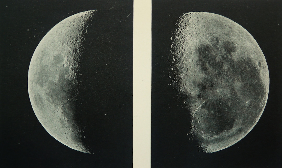 1897 Antique Celestial Print of THE MOON. Moon Craters. Lunar Craters ...