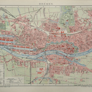 1911 Antique City Map of BREMEN, GERMANY. 113 Years Old Town Map. - Etsy