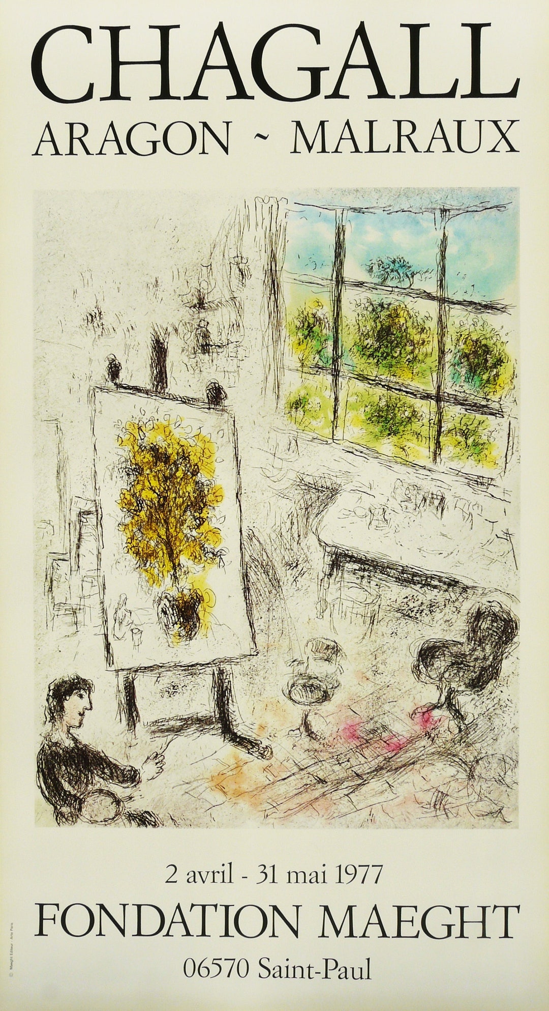 MARC CHAGALL: "the Painter in His Studio". Original Exhibition Poster ...