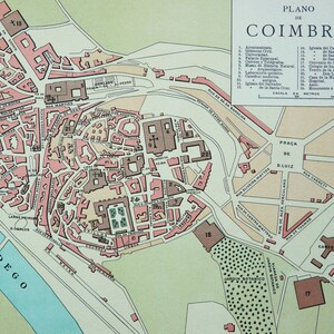 1900 Antique City Map of COIMBRA, PORTUGAL. 124 Years Old Chart - Etsy