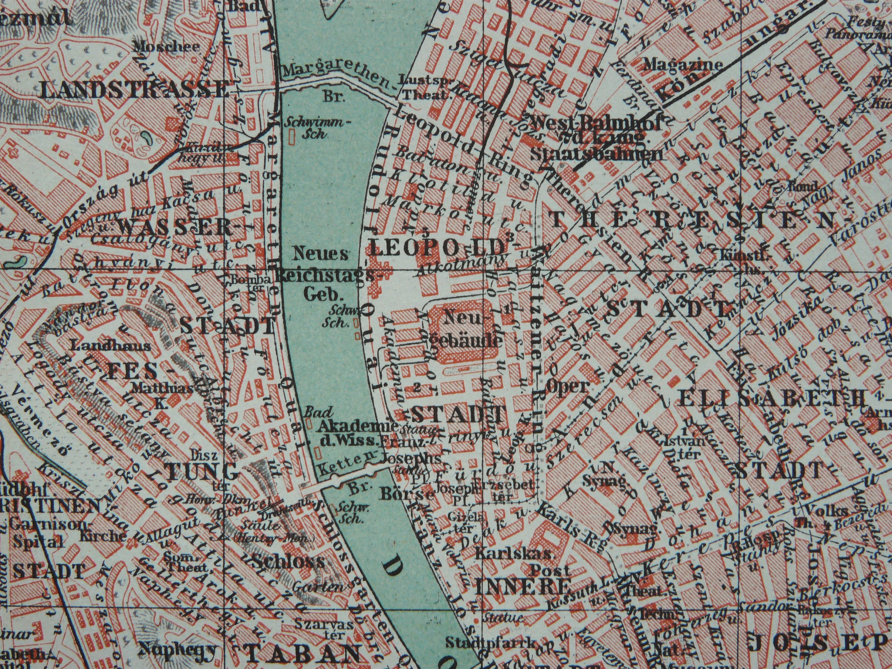 1895 Antique City Map of BUDAPEST HUNGARY. 128 Years Old Town - Etsy