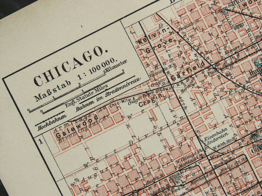 1897 Antique City Map of CHICAGO. 127 Years Old Town Map. - Etsy