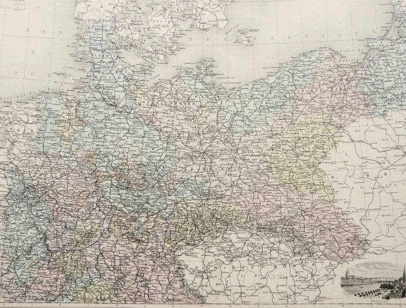 1892 Antique Map of GERMANY. GERMAN EMPIRE. Prussia. Vintage Geography ...