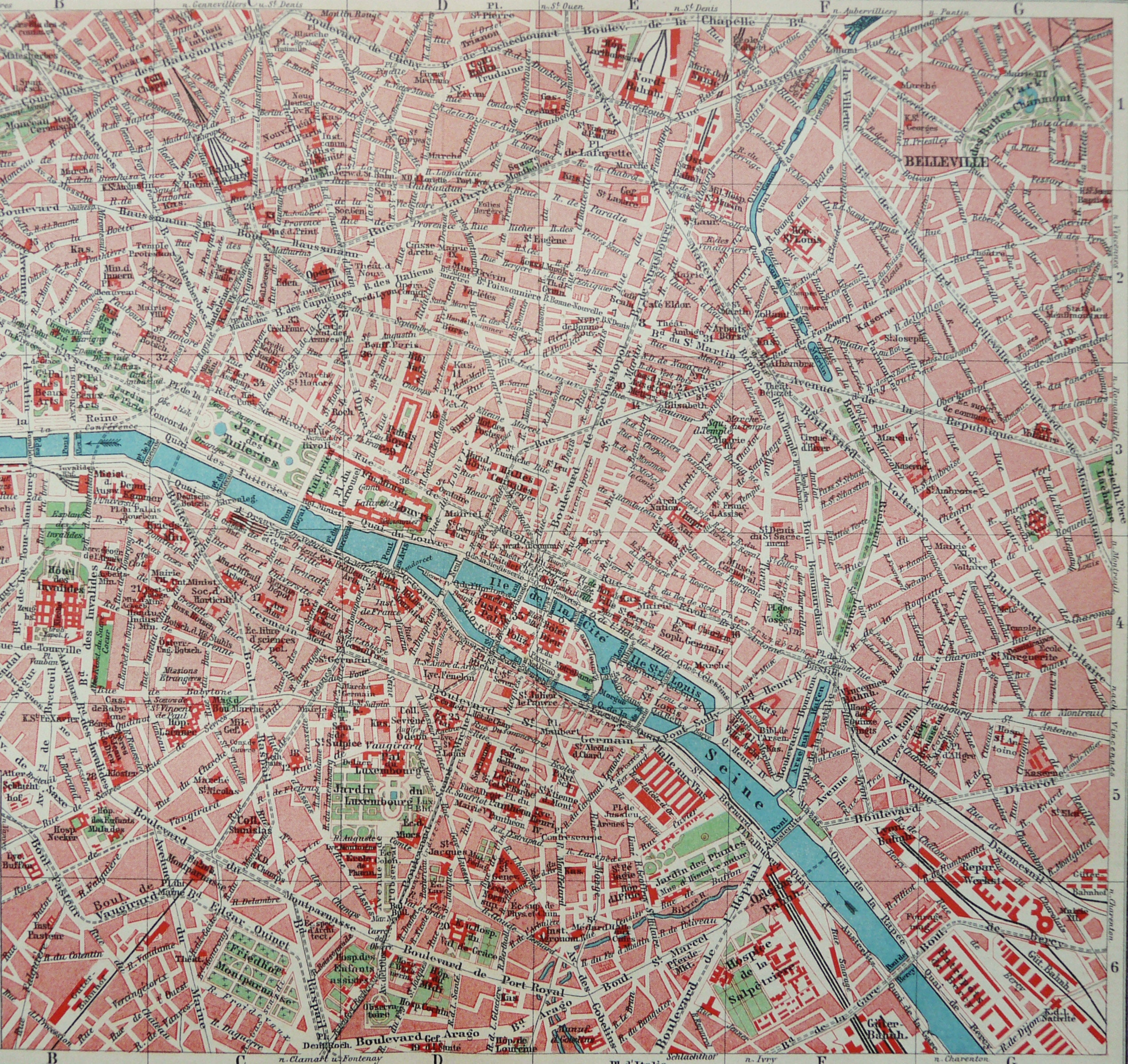 1911 Antique City Map of PARIS, FRANCE. 114 Years Old Town Map. - Etsy