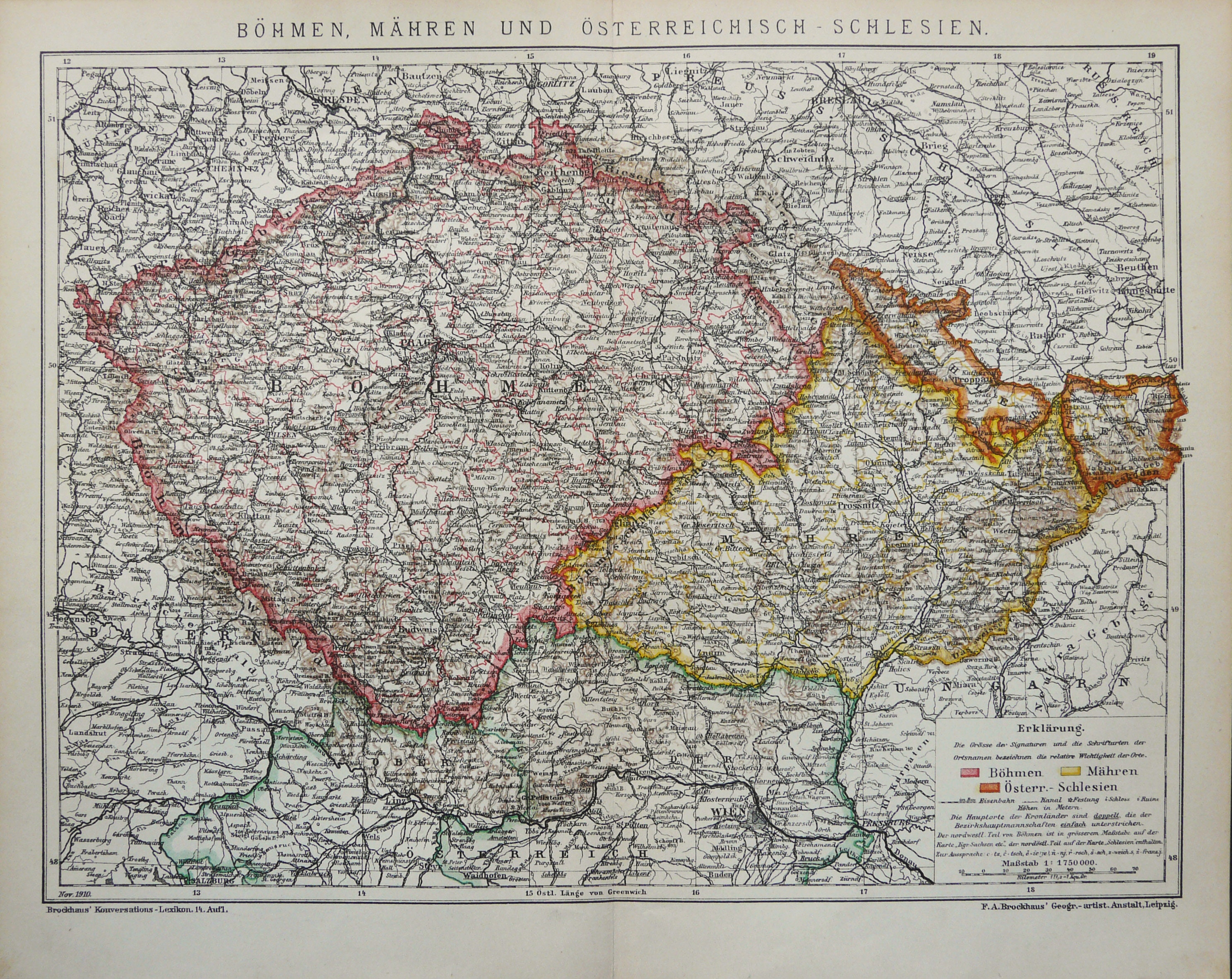 1895 Antique Map of BOHEMIA and MORAVIA. SILESIA. Czech - Etsy