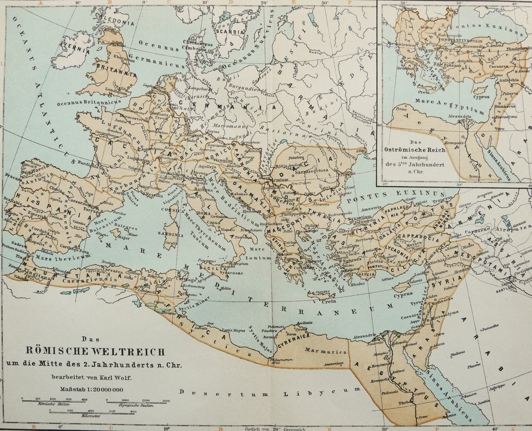 1897 Antique Map of ROMAN EMPIRE. Ancient Rome. 127 Years Old Chart - Etsy