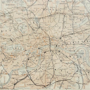 1890 Antique City Map of LONDON ENGLAND. 132 Years Old Town - Etsy