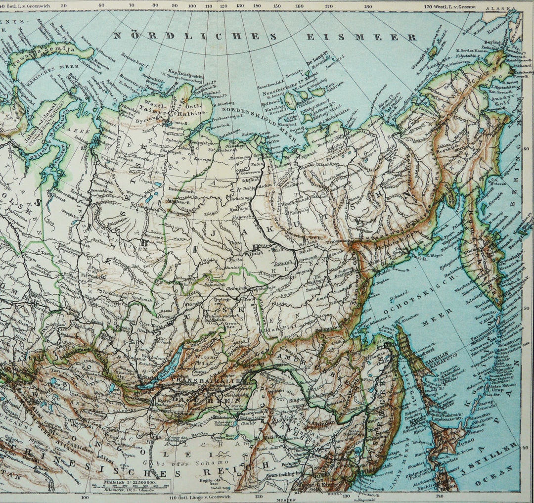 1895 Antique Map of SIBERIA RUSSIA. Russian Empire. 128 Years - Etsy