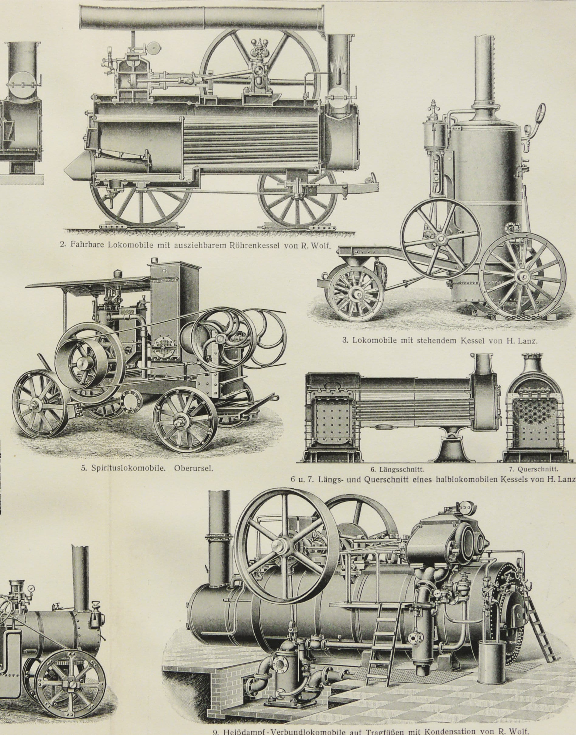 1897 Antique Print of ANCIENT ENGINES. Steam-powered Tractors. Steam ...