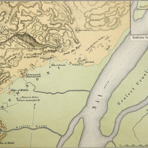 1895 Antique Map of THEBES, EGYPT. Nile River. Archaeology. Archeology ...