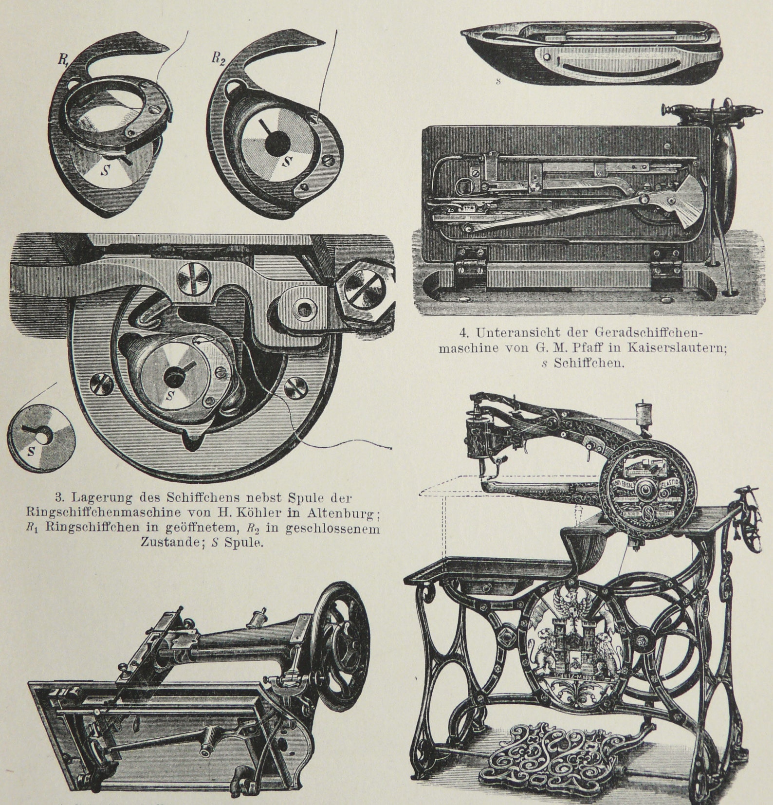 1895 Antique Print of SEWING MACHINES, Different Types. 129 Years Old ...