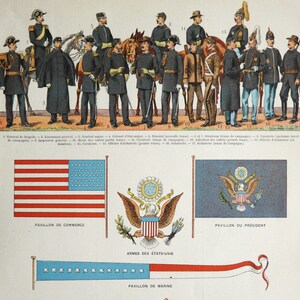 1900 Antique Lithograph of THE UNITED STATES Army and Navy Soldiers ...