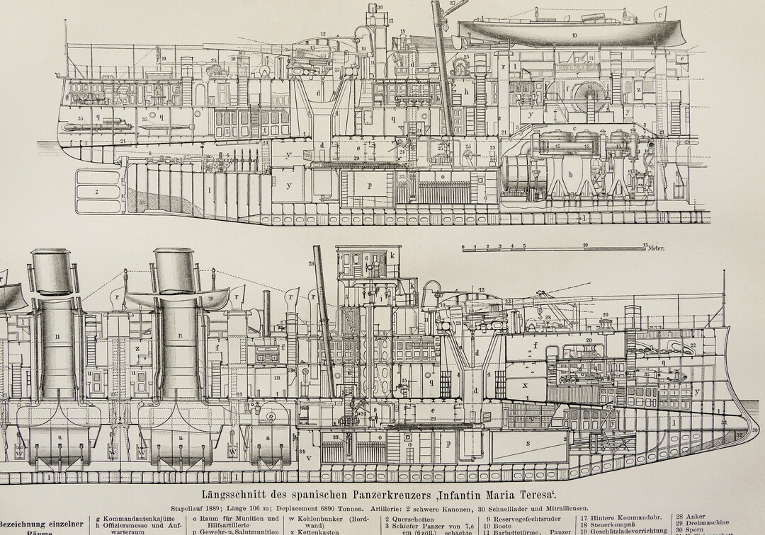 1897 Antique Print of a BATTLESHIP. WARSHIP. Pre-dreadnought ...